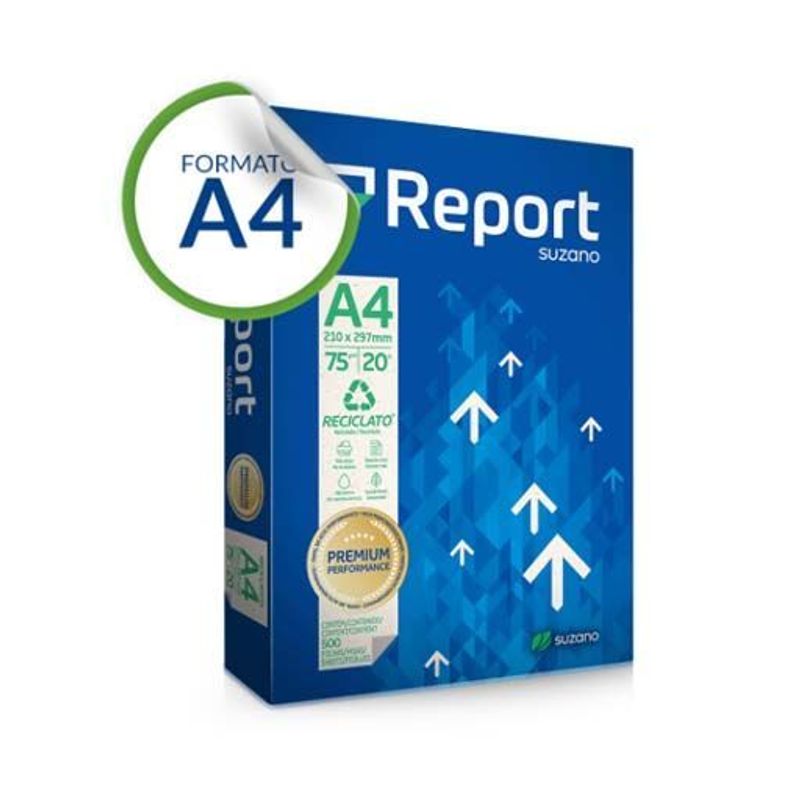 Papel Sulfite A4 75g Reciclato Report 500 Folhas – Sixpel