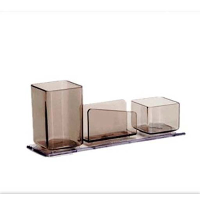 Porta-Clips, Lápis e Lembrete Trio Fumê – Acrinil – Sixpel